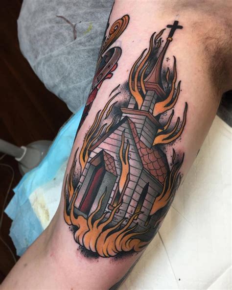 Burn It Down Tattoo Done By Creemccahill Otziapp Satanic