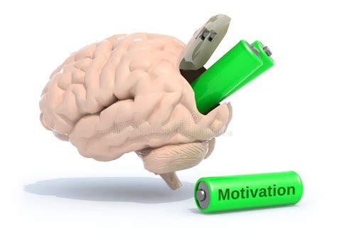 Human Brain With Batteries Inserted On The Back Stock Illustration