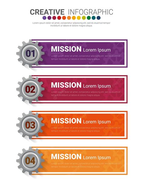 톱니바퀴가 있는 산업 프레젠테이션 모델 4단계 프리미엄 벡터