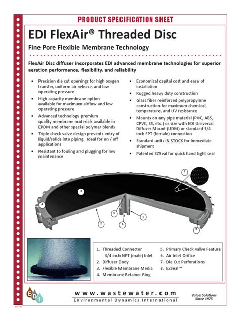 Edi Flexair Threaded Spec Sheet Pdf Membrane Technology Pipe Fluid Conveyance