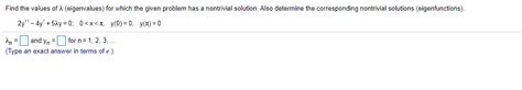 Solved Find The Values Of Eigenvalues For Which The Chegg Com