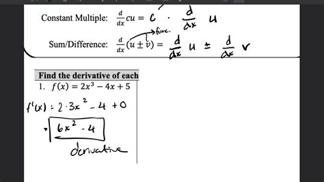 26 Constant Constant Multiple Sumdifferences Of Derivatives Youtube