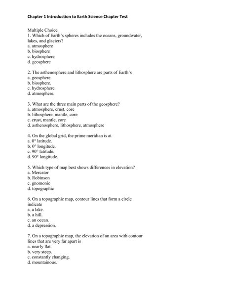 Earth Science Chapter 6 Test Answers The Earth Images Revimageorg