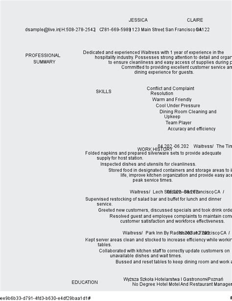 Waitress Resume Examples Guide And Writing Tips Waitress Resume Examples Guide And Writing Tips