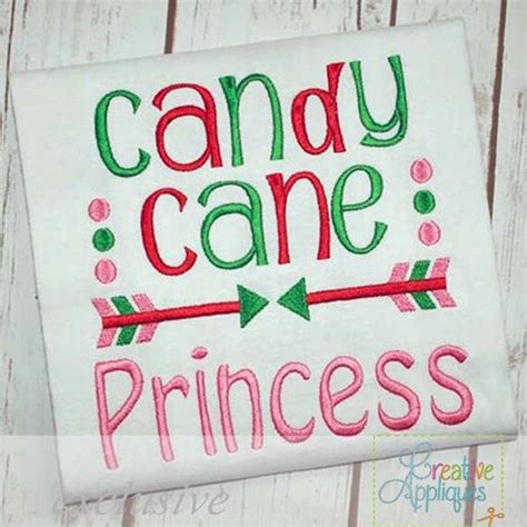 Candy Cane Princess Digital Machine Embroidery Design 4 Sizes Etsy