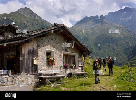 Switzerland Swiss Scenery Alp Sardasca Group Walk Hike Persons