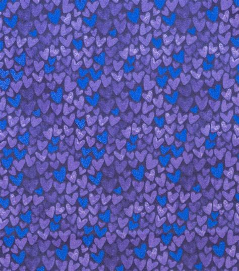 Packed Hearts Purple Foil Quilt Cotton Fabric By Keepsake Calico