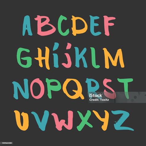 색상 손으로 그려진된 알파벳 라틴 문자를 설정합니다 포스터 배너 또는 인사말 카드 벡터 레터링 개념에 대한 스톡 벡터 아트 및 기타 이미지 Istock