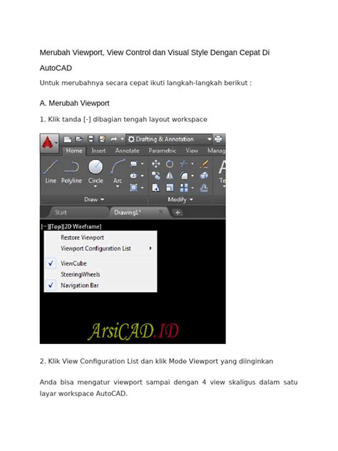 4 Merubah Viewport View Control Dan Visual Style Dengan Cepat Di