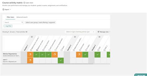 How To Track User Engagement With Learning Activities Activity Matrix Learnworlds Help Center