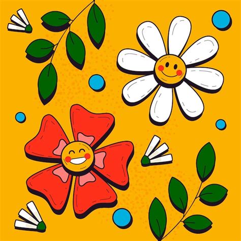 Premium Vector Flat Design Smiley Face Flower Illustration