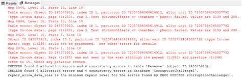 Checkdb Repairallowdataloss