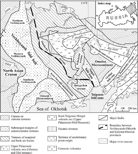 Modern Tectonic Map Showing Major Tectonic Elements In Northeast Asia