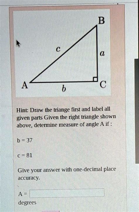 solved would really appreciate the help b a hint draw the triange