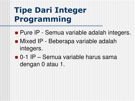 PPT Integer Programming PowerPoint Presentation Free Download ID 4216282