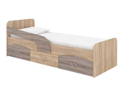 Односпальная подростковая детская кровать с тремя выдвижными ящиками прямоугольная Пехотин Милка