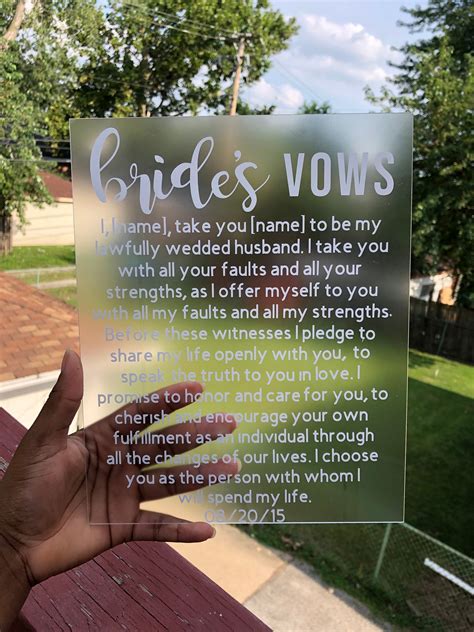 Wedding Vows Plaque Brides Vow Plaque Grooms Etsy