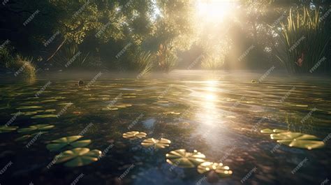 Premium Photo Illustration Of Morning Sunlight With A Beautiful View