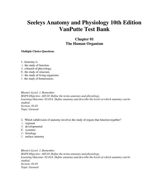 Seeleys Anatomy And Physiology 10th Edition By Vanputte Regan And