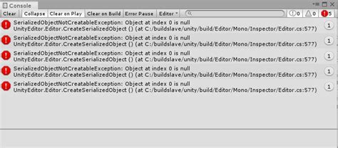 Unity 오류 Serializedobjectnotcreatableexception Object At Index 0 Is