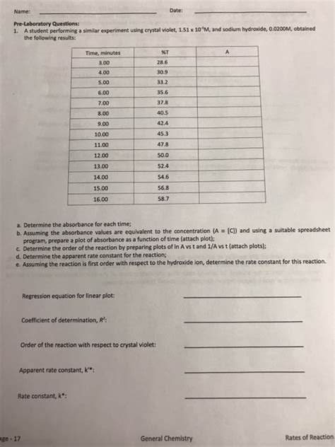 Solved Name Date Pre Laboratory Questions 1 A Student