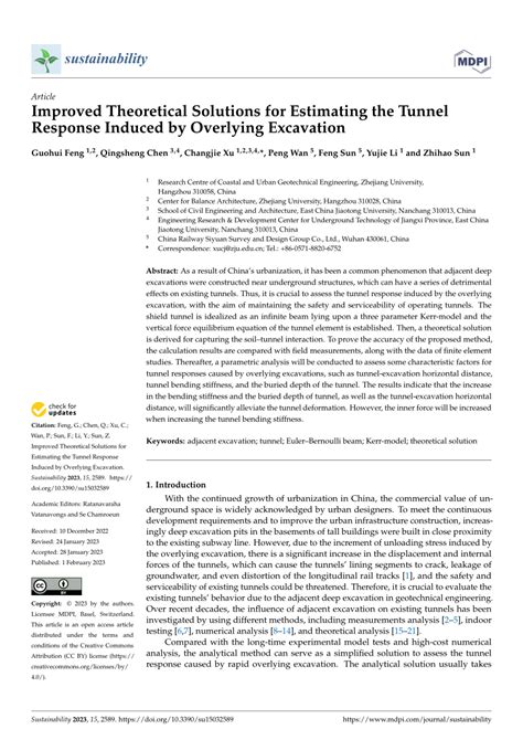 Pdf Improved Theoretical Solutions For Estimating The Tunnel Response Induced By Overlying