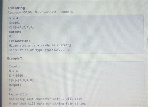 Solved Fair String Given A Binary String S Of Size N You Chegg