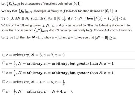 Solved Let Fnnen Be A Sequence Of Functions Defined On 0 1 We Say
