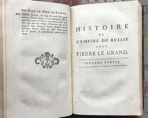 Histoire De Lempire De Russie Sous Pierre Le Grand Divisée En Deux