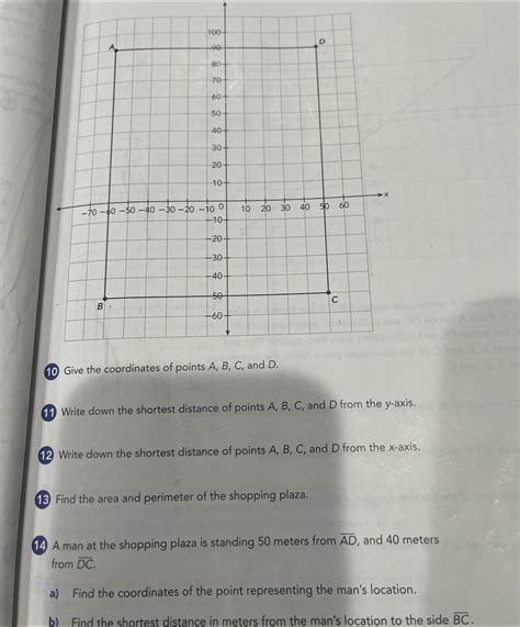Solved 11 Write Down The Shortest Distance Of Points A B C And D From The Y Axis 12 Write