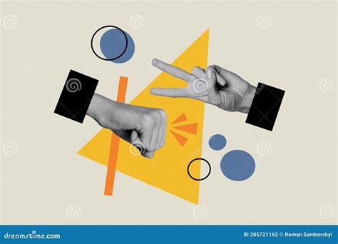 Collage Picture Of Two Black White Colors Arms Fist Fingers Playing