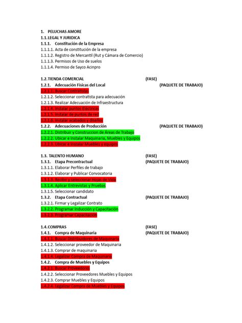 Edt Estructura Desglose De Trabajo Pdf Business Economias