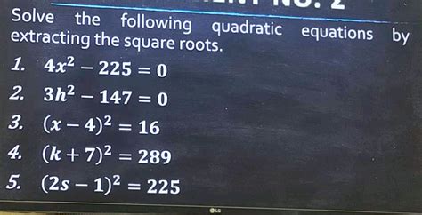 Solve The Following Quadratic Equations By Studyx
