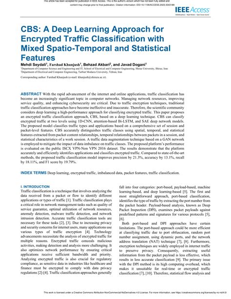 Pdf Cbs A Deep Learning Approach For Encrypted Traffic