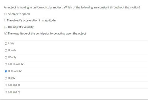 Solved An Object Is Moving In Uniform Circular Motion Which Chegg