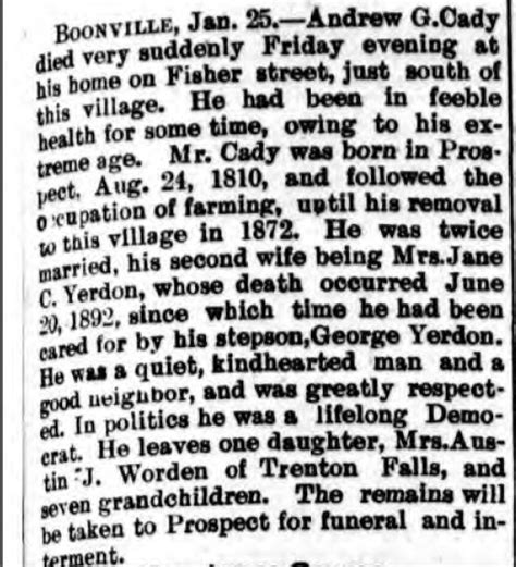 Andrew G Cady 1810 1904 Find A Grave Memorial