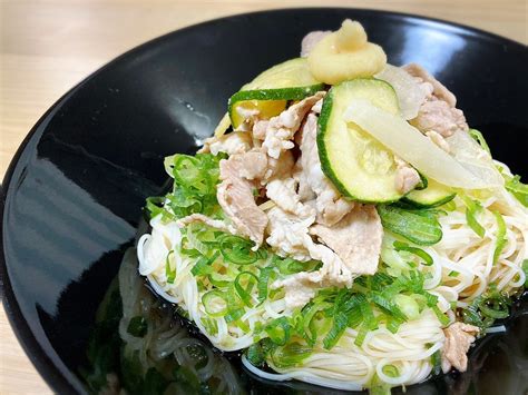豚肉とズッキーニ の素麺。 オリーブオイルの おいしい楽しい・キッチン大好き♪