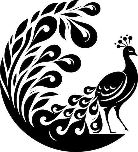 Peacock Black Silhouette Premium Ai Generated Vector