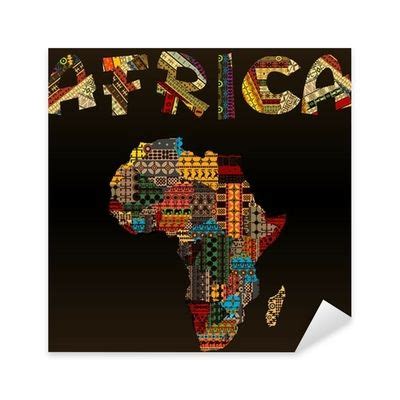 Africa Map With African Typography Made Of Patchwork Fabric Text