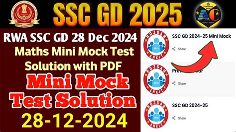 RWA SSC GD Maths Mini Mock Test Solution Short Trick 28 December