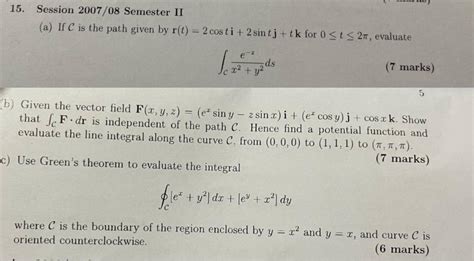 Solved Session Semester II A If C Is The Path Chegg Com