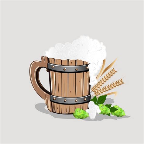 Premium Vector Old Wooden Beer Mug