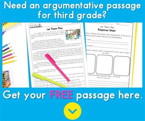 Free Argumentative Text Passage For 3rd Grade Cultivating Critical Readers