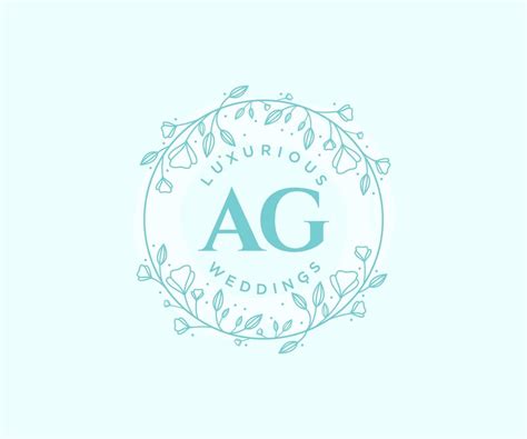 Ag Initials Letter Wedding Monogram Logos Template Hand Drawn Modern Minimalistic And Floral