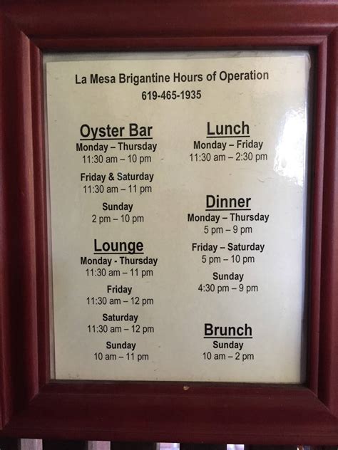 Menu At Brigantine Seafood And Oyster Bar La Mesa Fuerte Dr