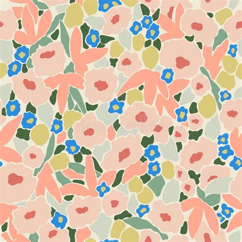 Vector Ditsy Flower Illustration Seamless Repeat Pattern Stock Vector