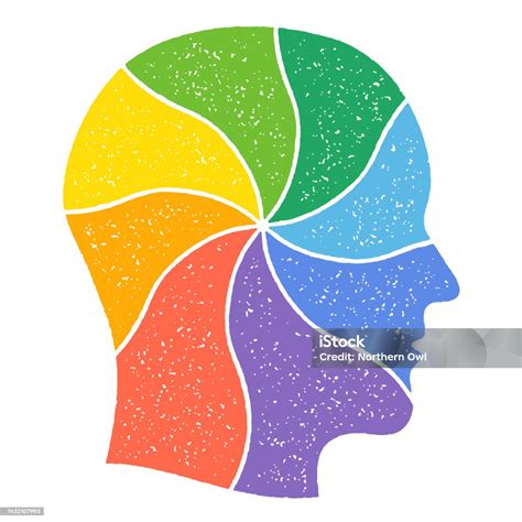 Textured Human Head Silhouette With A Color Swirl Stock Illustration