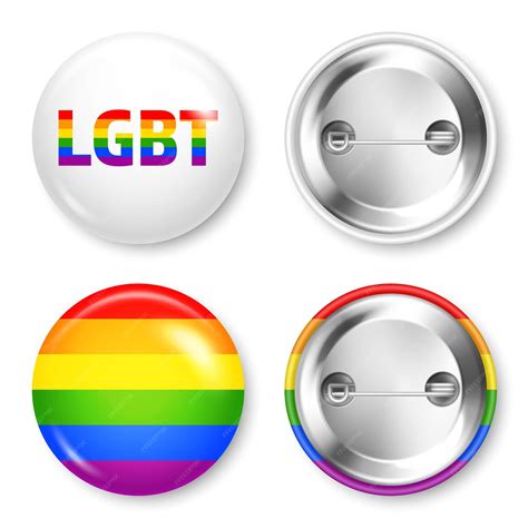 Premium Vector Realistic Colorful Badge With Lgbtq Rainbow Flag