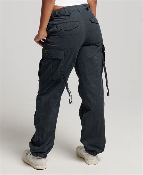 Damen Vintage Cargohose Mit Niedriger Leibhöhe Finster Marineblau