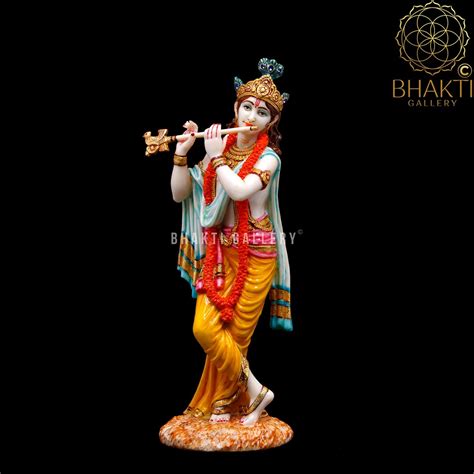 Lord Krishna Statue 25 Cm Hand Painted Dust Marble Krishna Statue